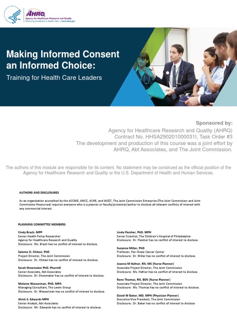 Training For Health Care Leaders | PDF | Informed Consent | Consent