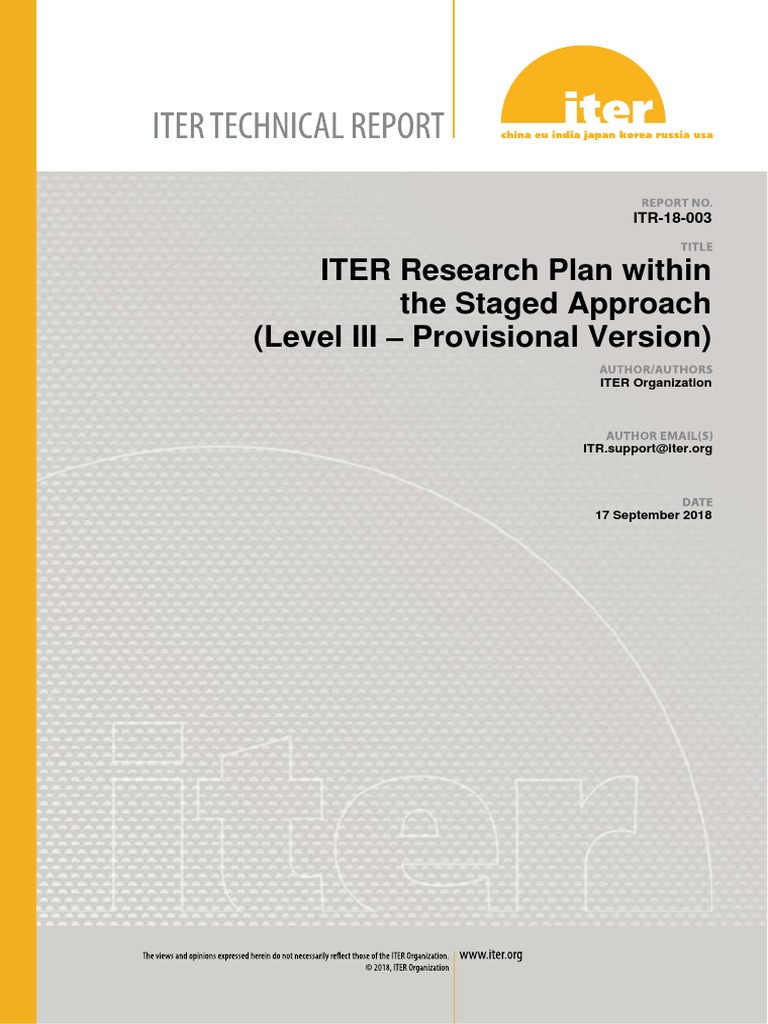 ITER-Research-Plan Final ITR FINAL-Cover High-Res PDF | PDF | Magnetohydrodynamics | Plasma ...