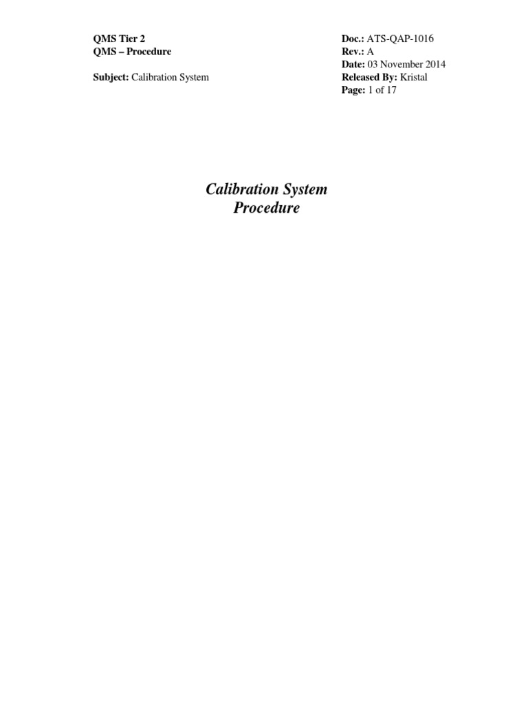 Calibration Procedure PDF | PDF | Calibration | Quality Assurance