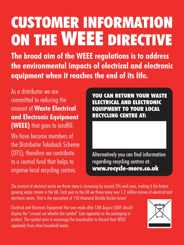WEEE Poster Customer Information On The WEEE Directive | PDF