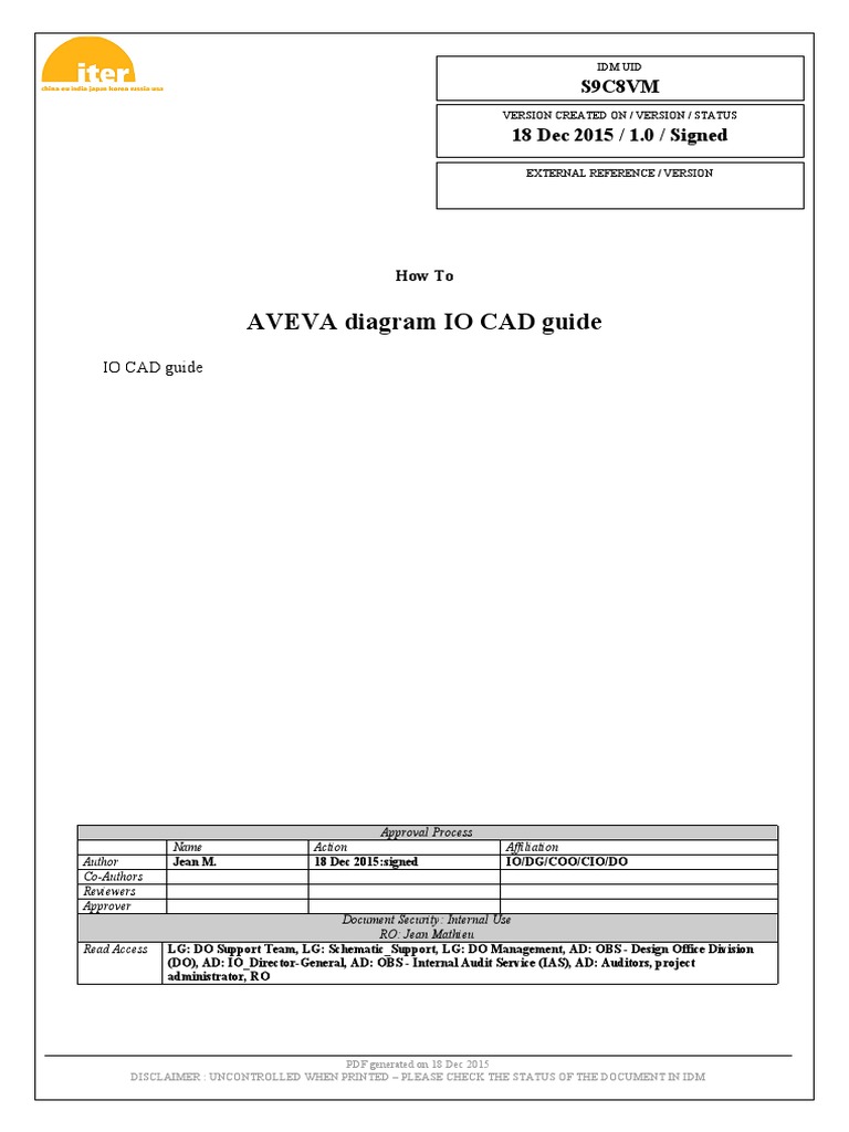 AVEVA Diagram IO CAD Guide: S9C8VM 18 Dec 2015 / 1.0 / Signed | PDF ...