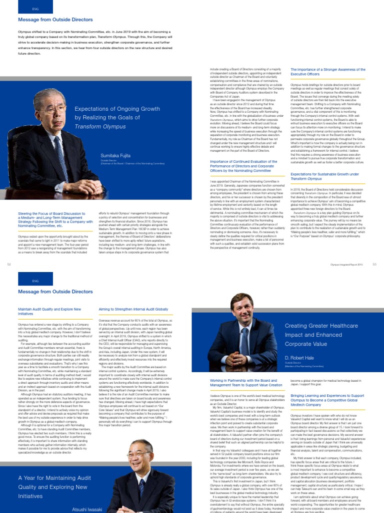 2019 Olympus Corporate Governance Insights | PDF | Internal Audit ...