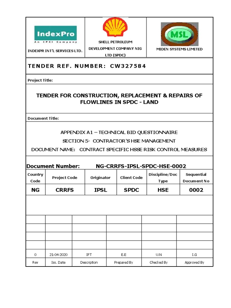 HSE Plan for Flowline Construction Project | PDF | Emergency | Personal ...