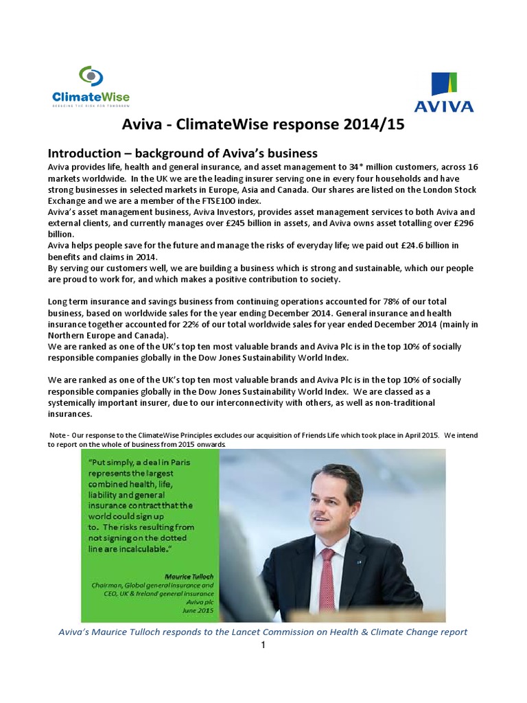 ClimateWise Principles Report 2015 | PDF | Sustainability | Global Warming