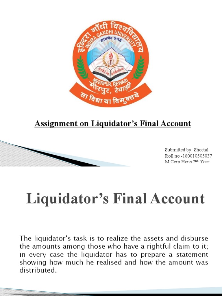 Liquidator's Final Account | PDF | Liquidation | Preferred Stock