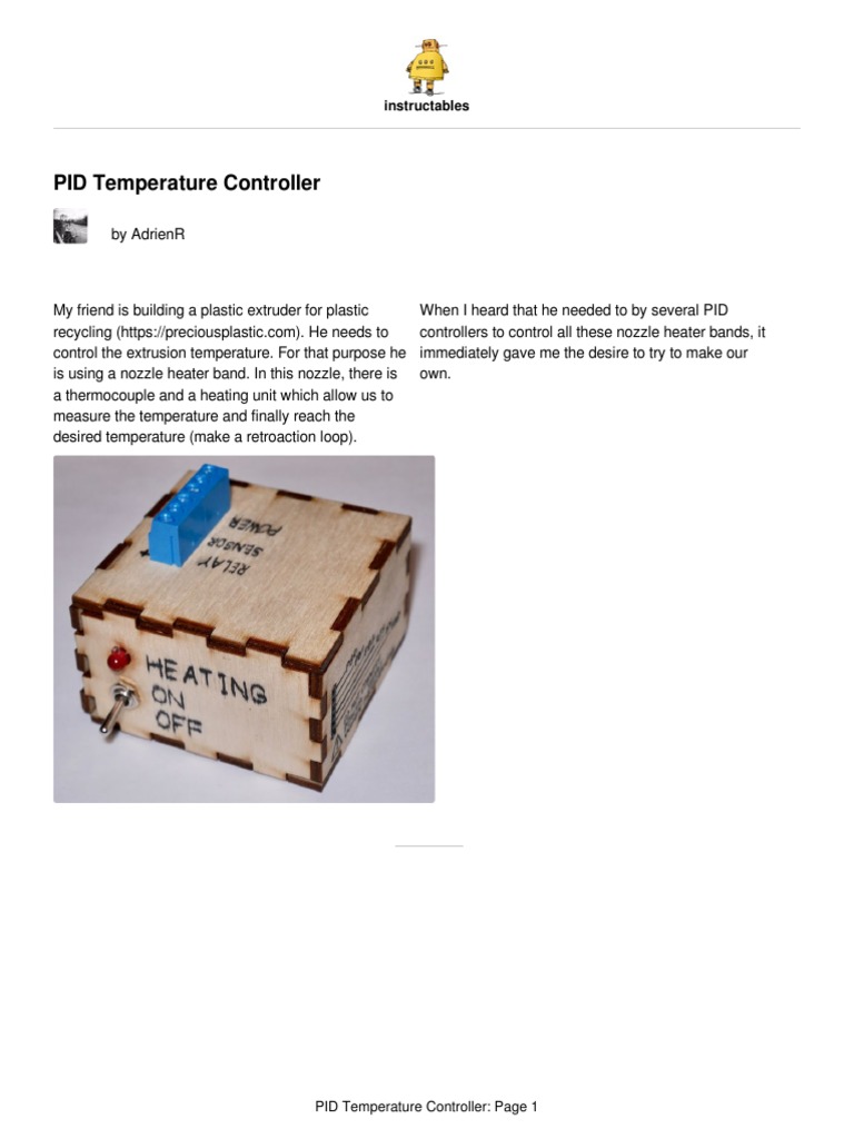 PID Temperature Controller: Instructables | PDF | Printed Circuit Board | Control Theory