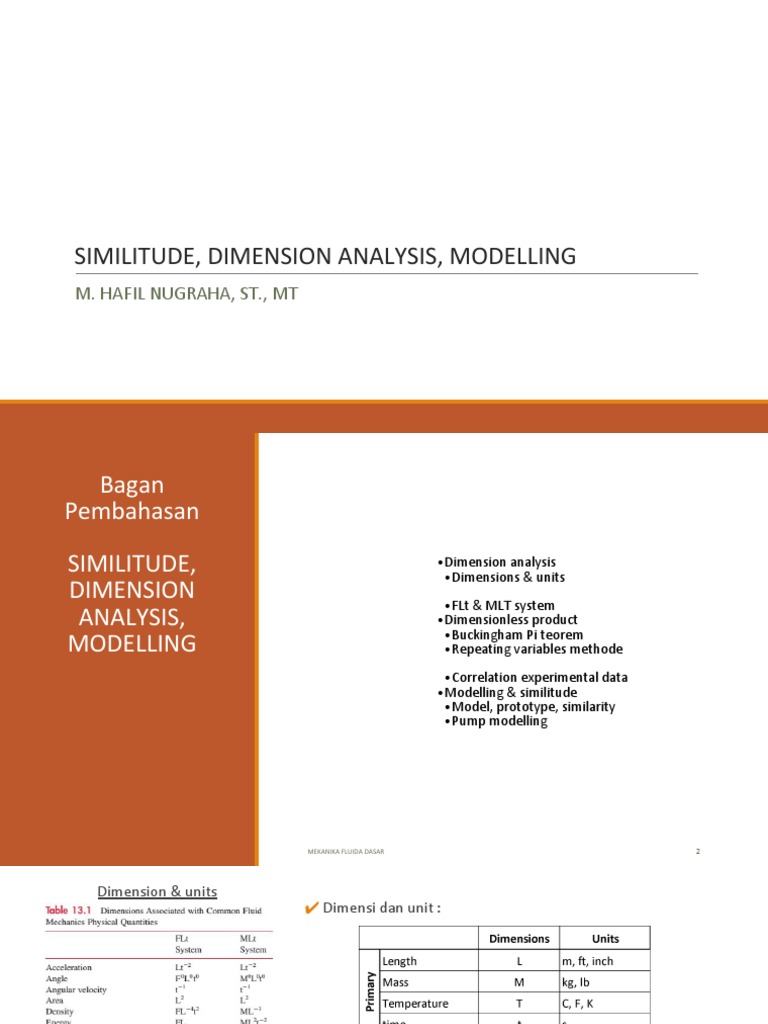 Similitude, Dimension Analysis, Modelling | PDF