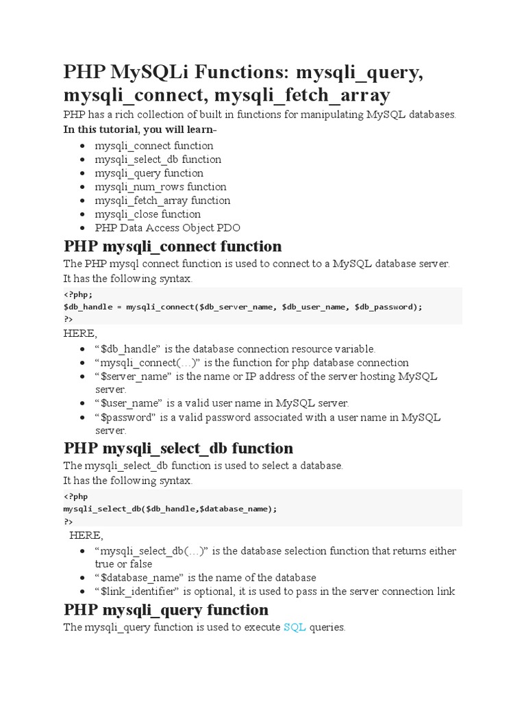 Php Mysqli Functions Mysqli Query Mysqli Connect Mysqli Fetch 8435
