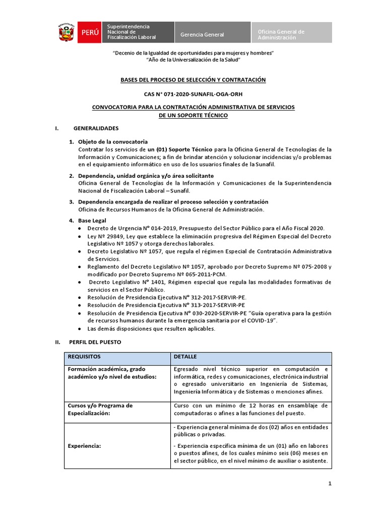 Cas #071-2020-Sunafil PDF | PDF | Soporte técnico | Titulo academico