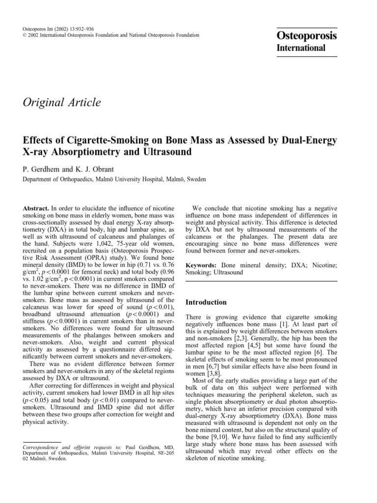 Effects of Cigarette-Smoking On Bone Mass As Assessed by Dual-Energy ...