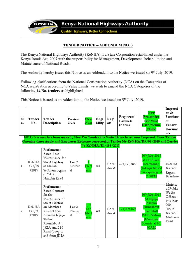 Tender Addendum No 3 | PDF | Written Communication | Business