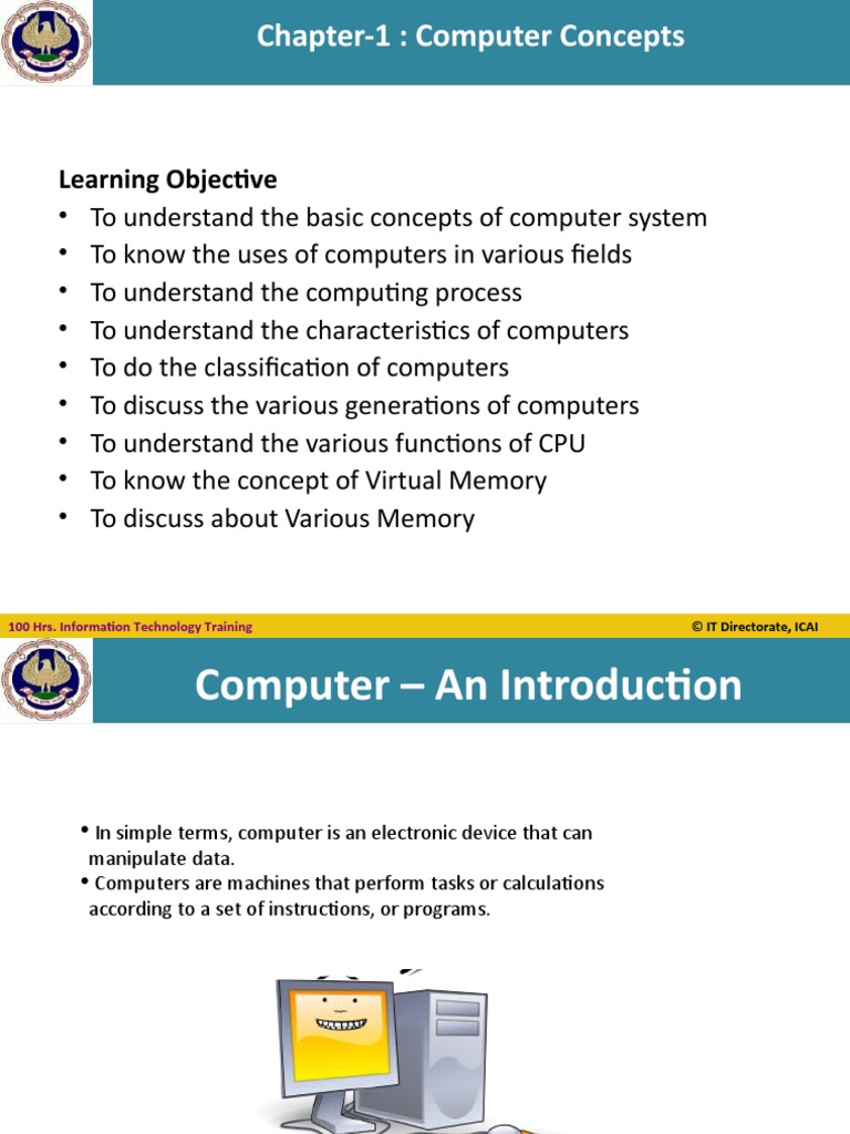 ITT Course - Unit I - Chapter 1 | PDF | Random Access Memory | Computer Memory
