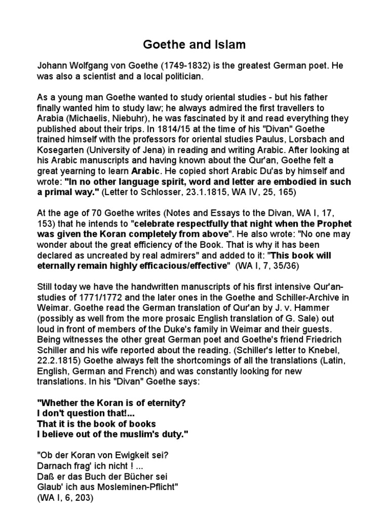 Goethe | PDF | Johann Wolfgang Von Goethe | Quran