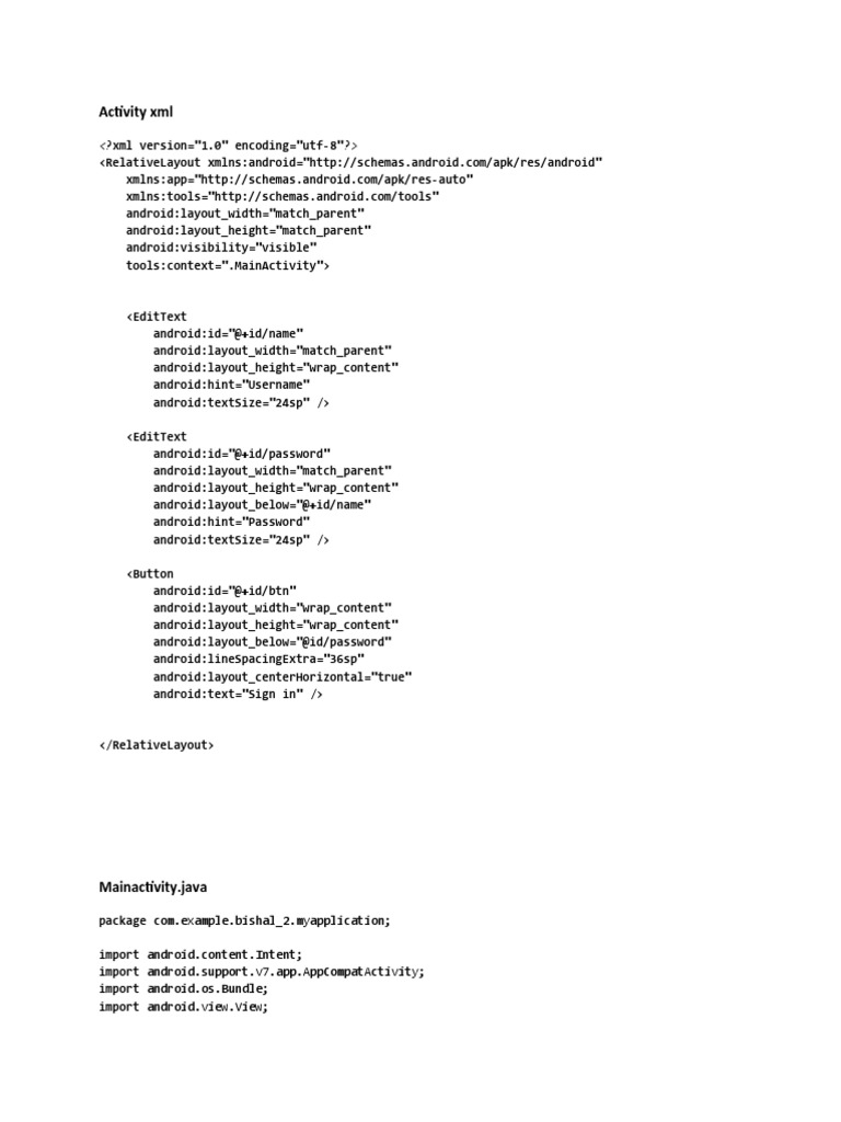 Activity XML | PDF | Android (Operating System) | User (Computing)