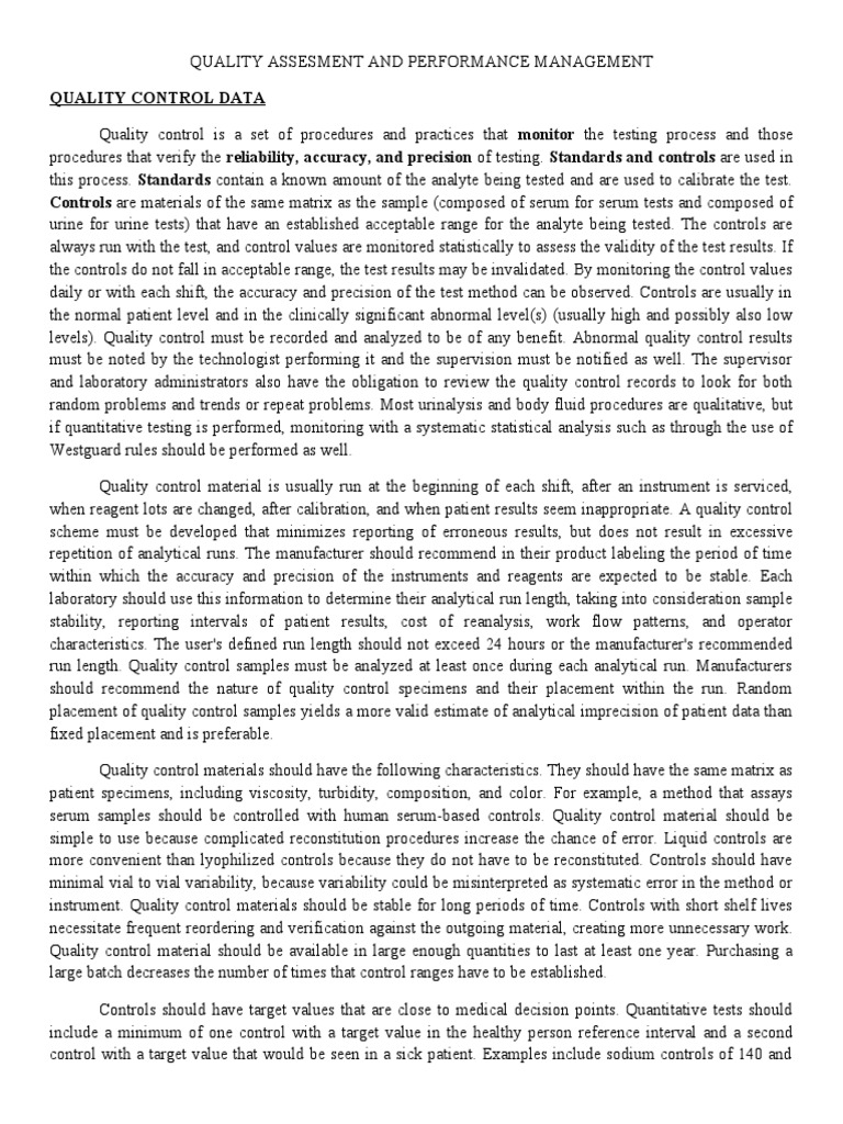 Quality Assesment and Performance Management | PDF | Quality Assurance ...