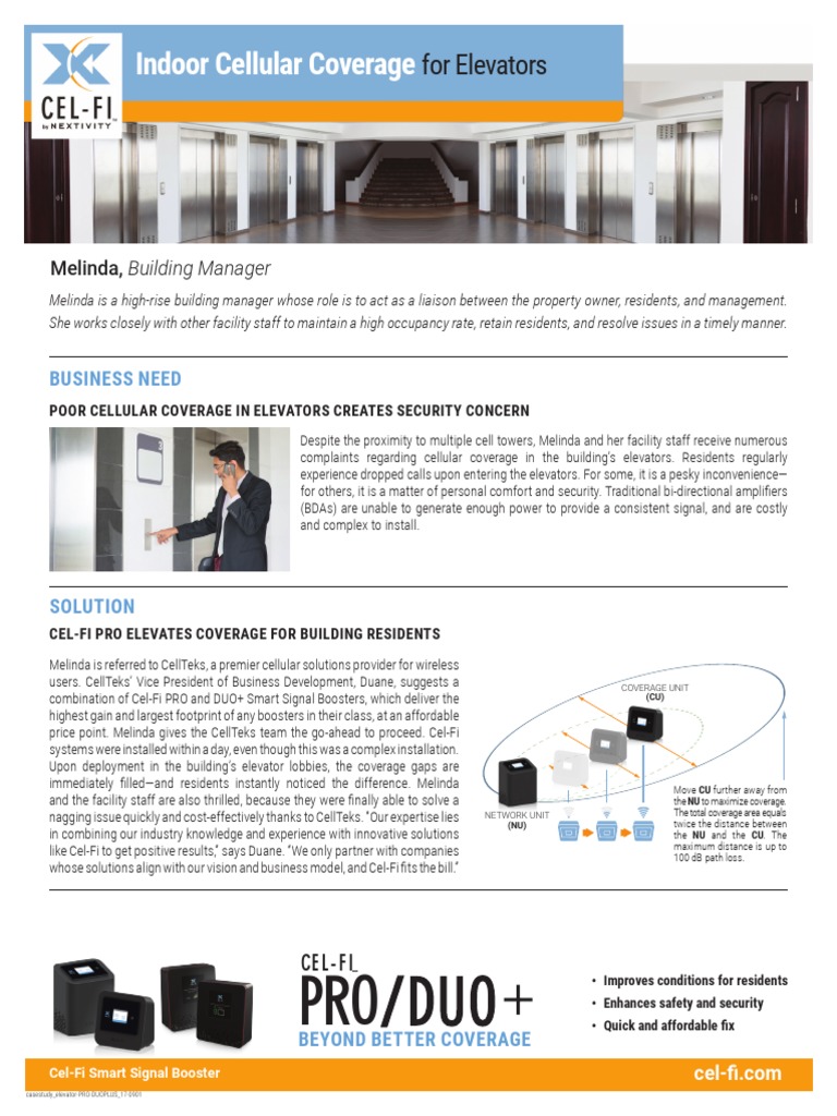 Indoor Cellular Coverage: For Elevators | PDF | Elevator | Wireless