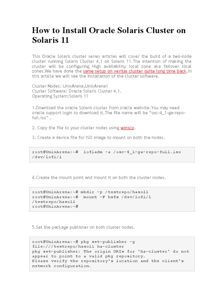 How To Install Oracle Solaris Cluster On Solaris 11 | PDF | Database Index | Computer Cluster