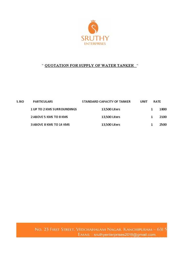 Water Tanker Quotation | PDF
