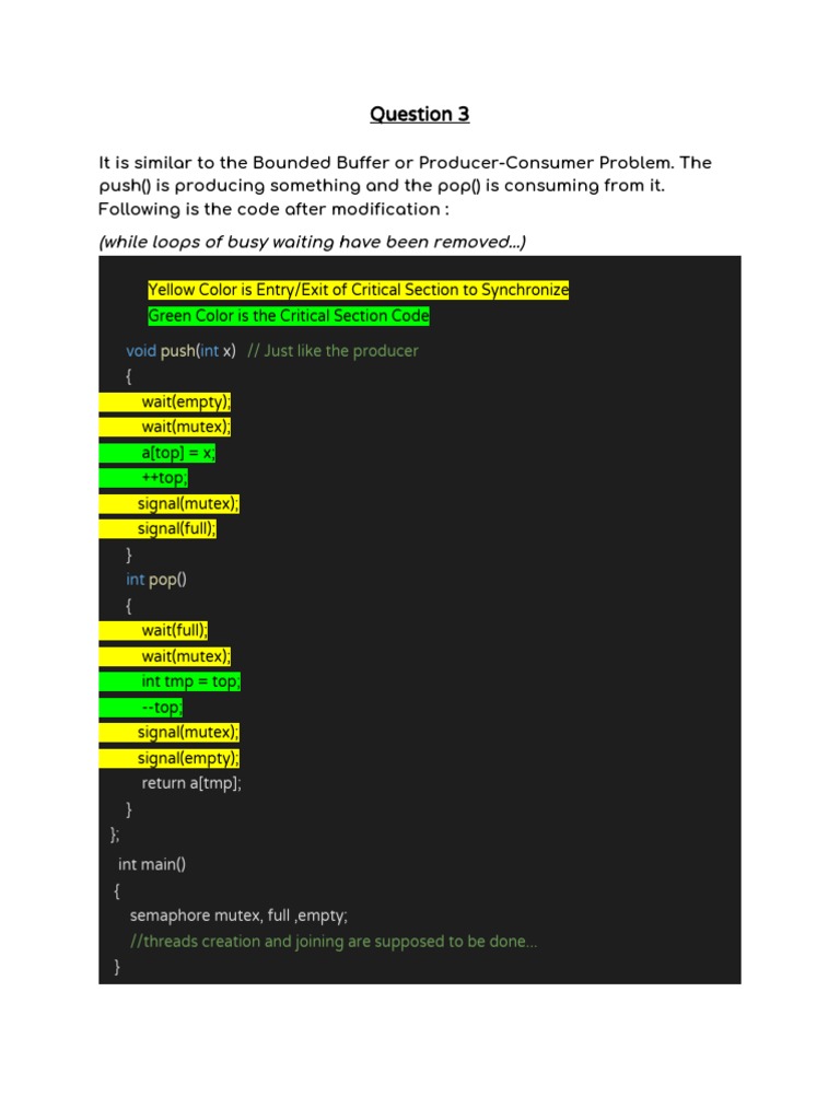 Solutions To Semaphores Problems Pdf Computer Engineering Computing