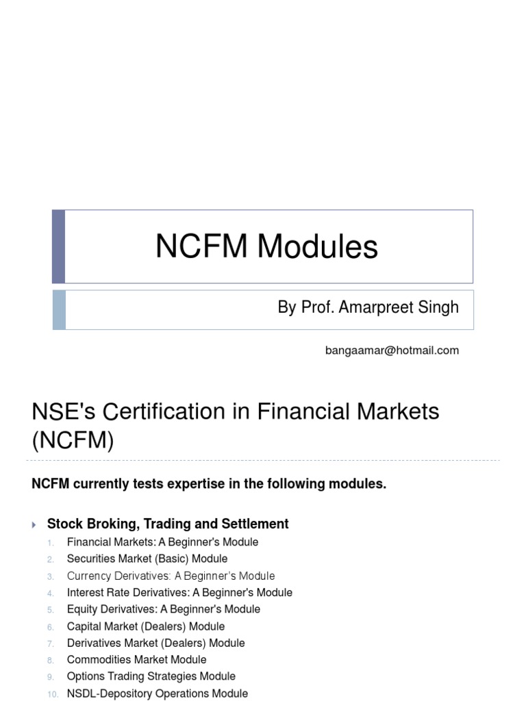 NCFM Equity Derivatives Beginner Module | PDF | Option (Finance ...