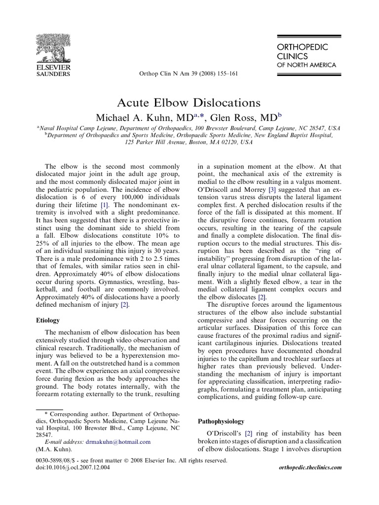 Understanding the Mechanism and Pathophysiology of Acute Elbow ...