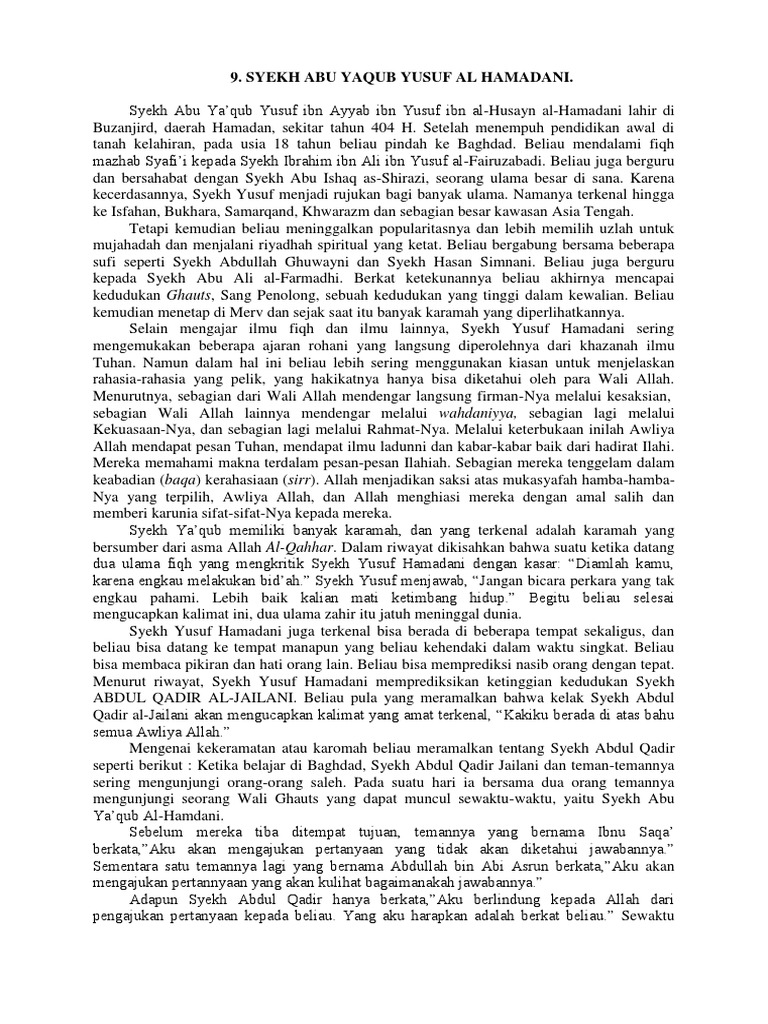 Syekh Abu Yaqub Yusuf Al Hamadani | PDF