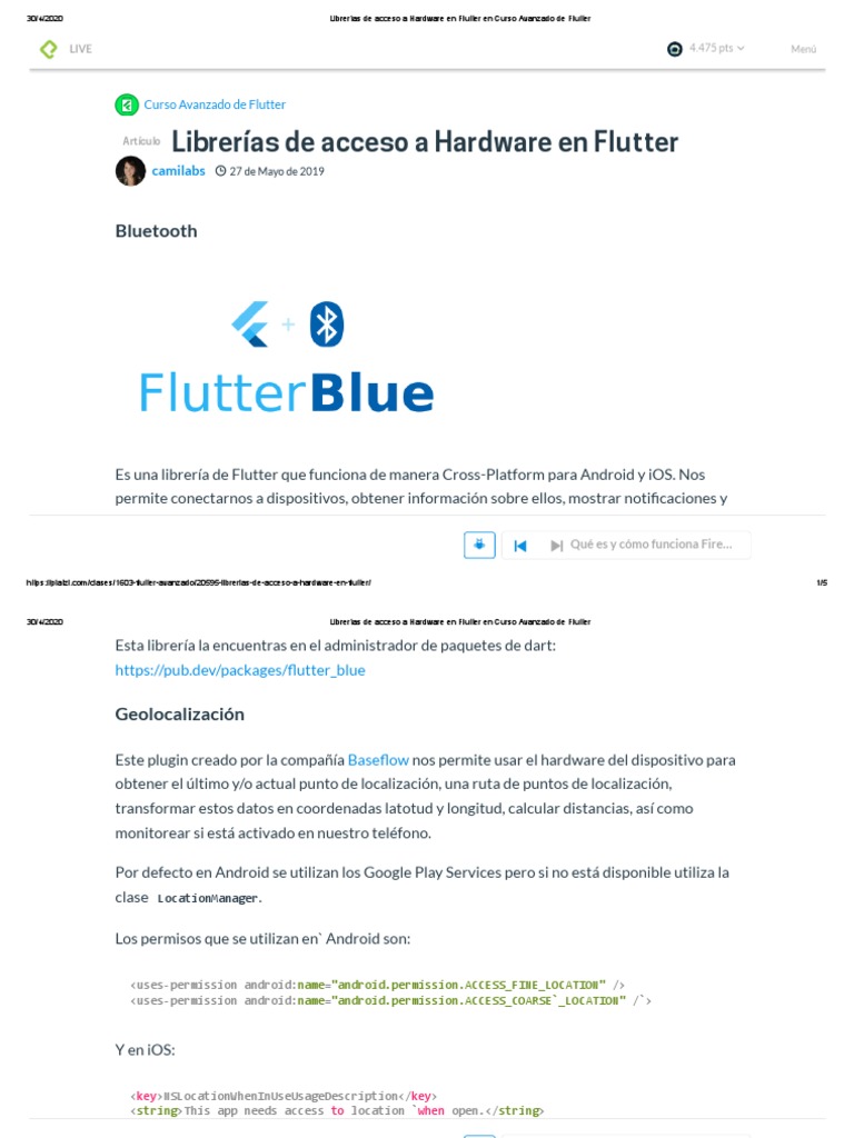 Librerías de Acceso A Hardware en Flutter en Curso Avanzado de Flutter ...