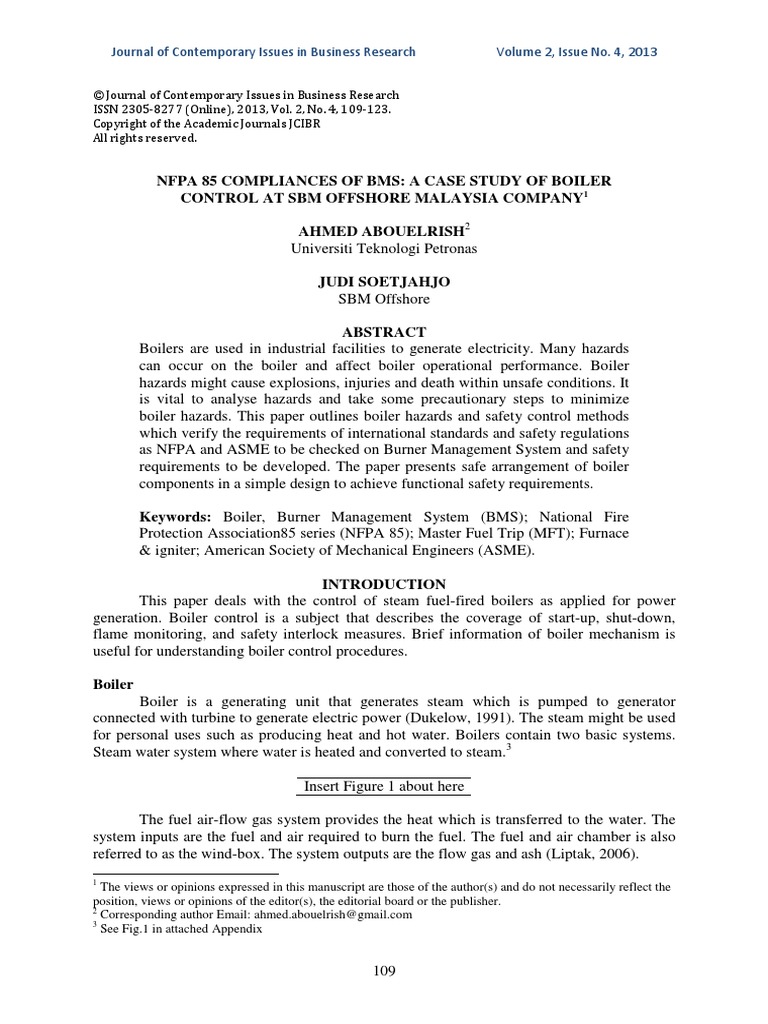 Nfpa 85 Compliances of BMS: A Case Study of Boiler Control at SBM ...