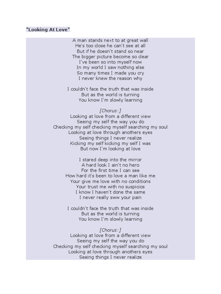 "Looking at Love": (Chorus:) | PDF