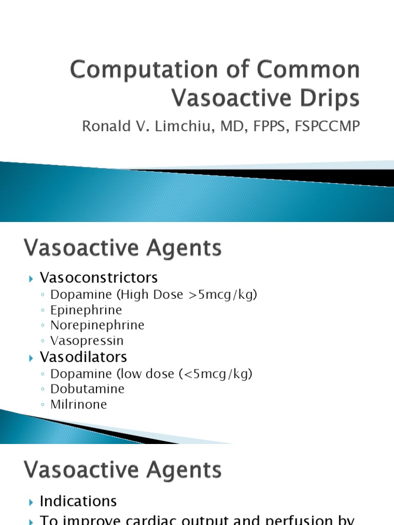 Computation of Common Vasoactive Drips | PDF | Shock (Circulatory ...