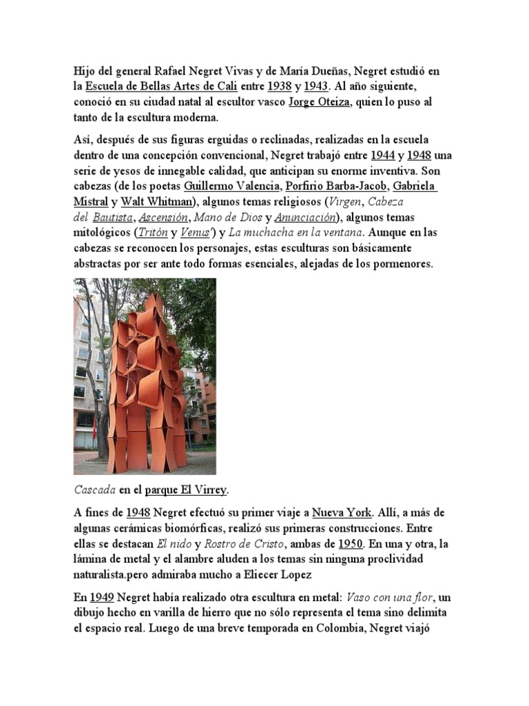 Hijo Del General Rafael Negret Vivas y de María Dueñas | PDF | Escultura