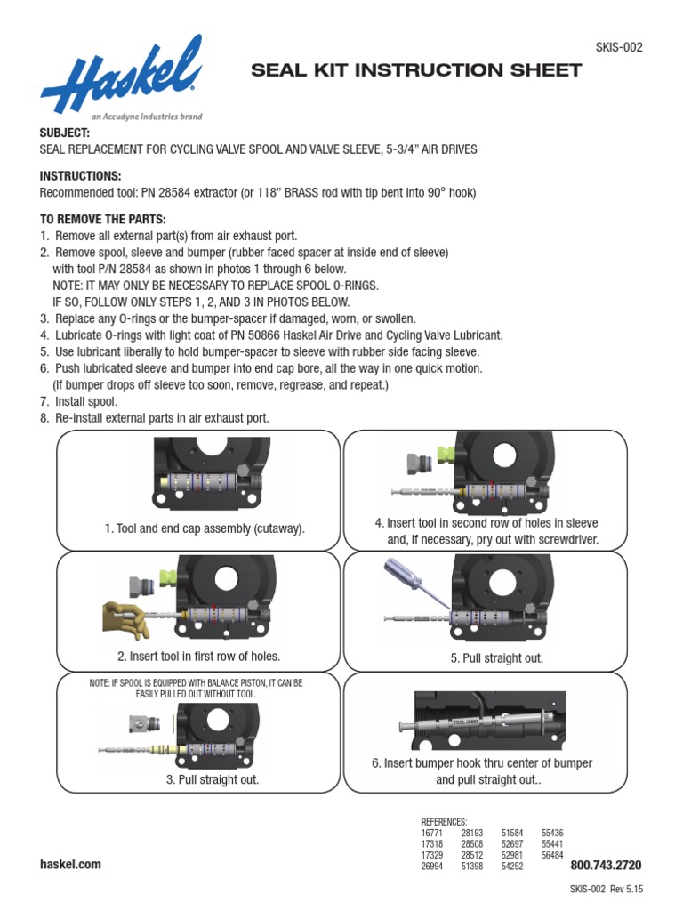 Seal Kit Instruction Sheet: Subject: Instructions | PDF | Tools ...
