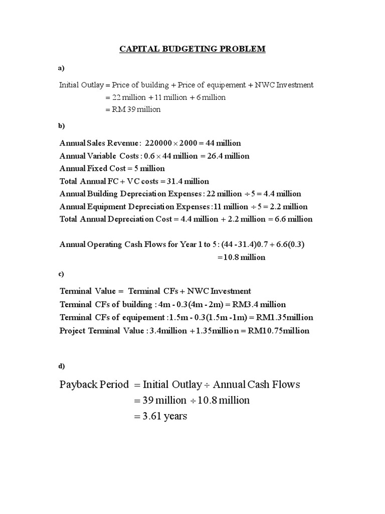 Capital Budgeting Problem | PDF