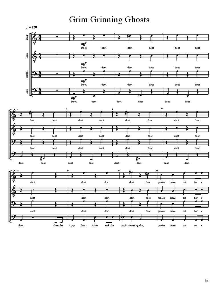 Grim Grinning Ghosts | PDF | Choral Music | Opera