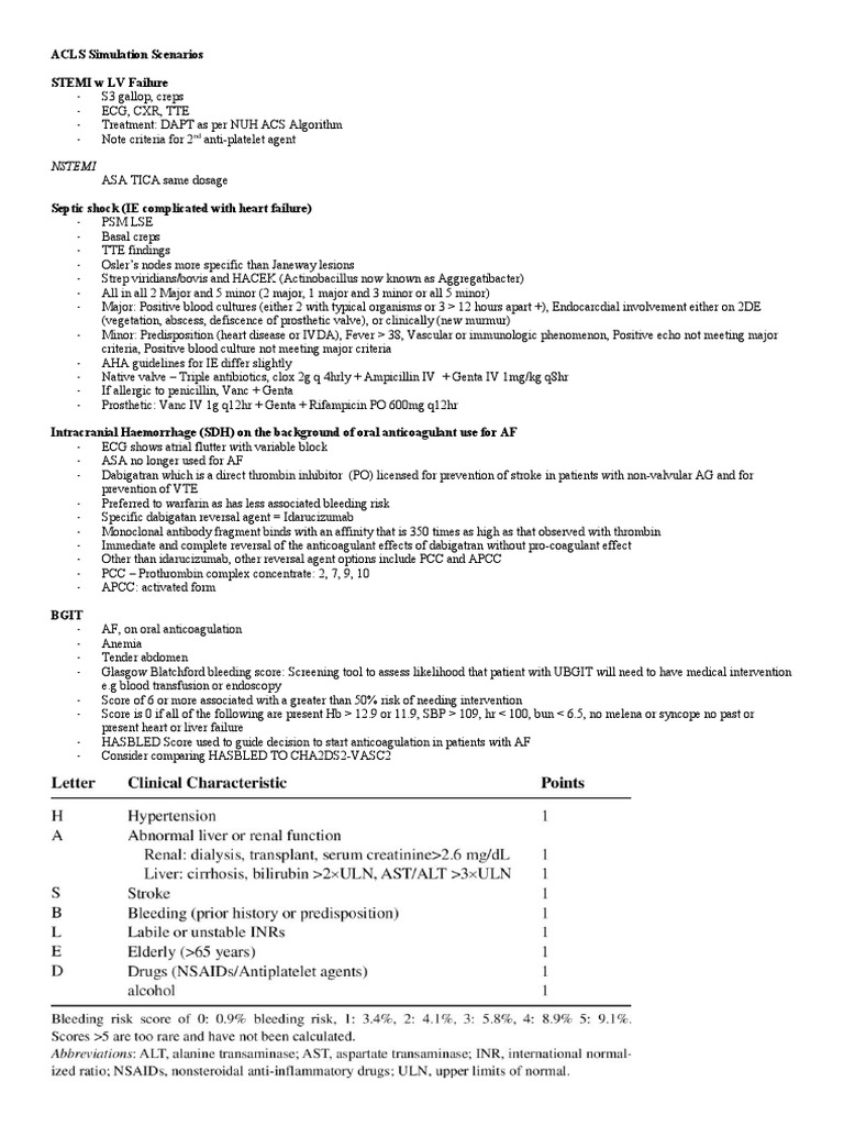 ACLS Simulation Scenarios | PDF | Stroke | Heart