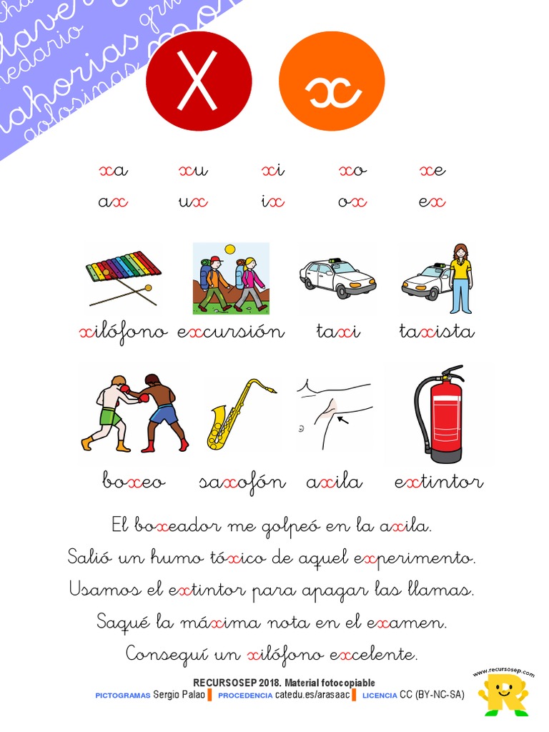 Fichas Lectoescritura Recursosep Letra X Cartilla | PDF