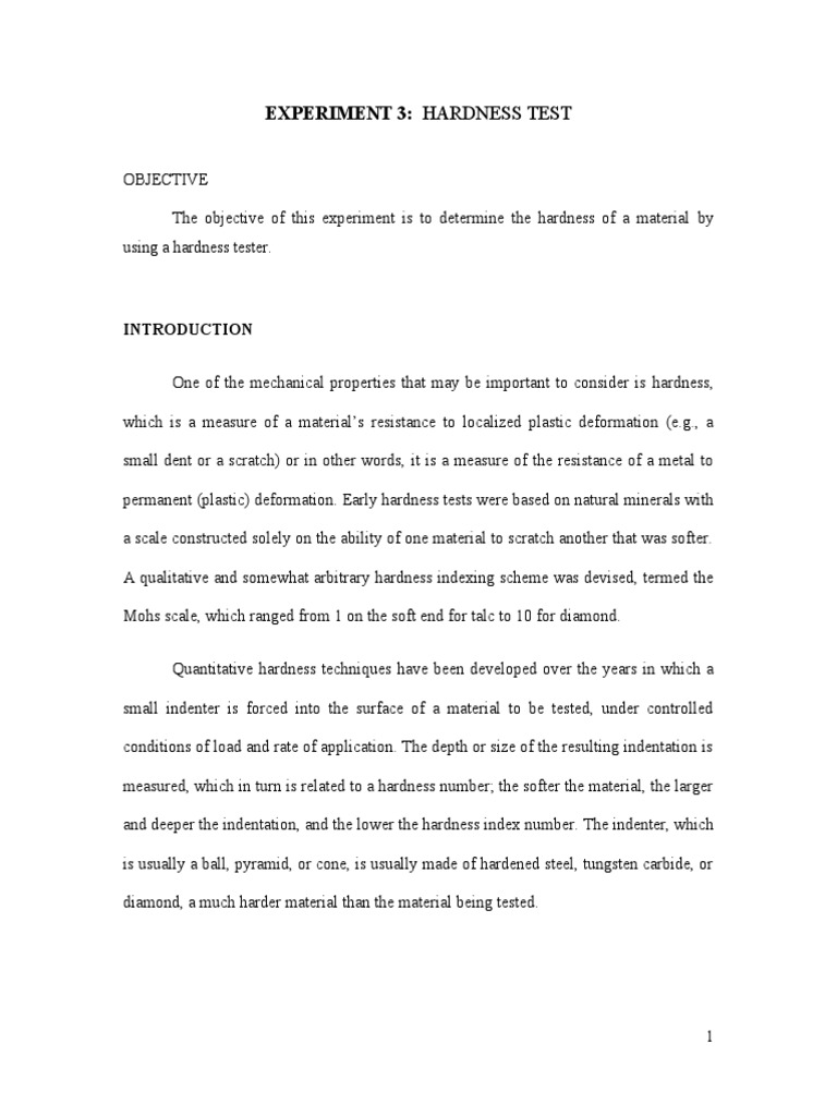 Experiment 3: Hardness Test | PDF | Hardness | Tests