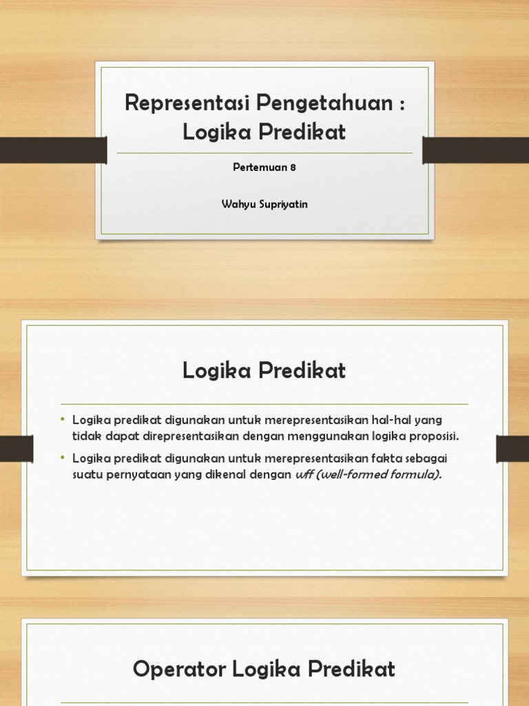Pertemuan 8. Representasi Pengetahuan Logika Predikat | PDF