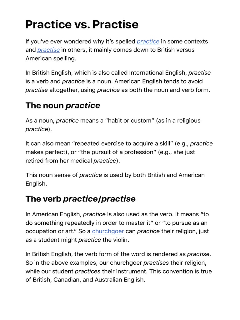 Practice vs. Practise - Everything After Z | PDF