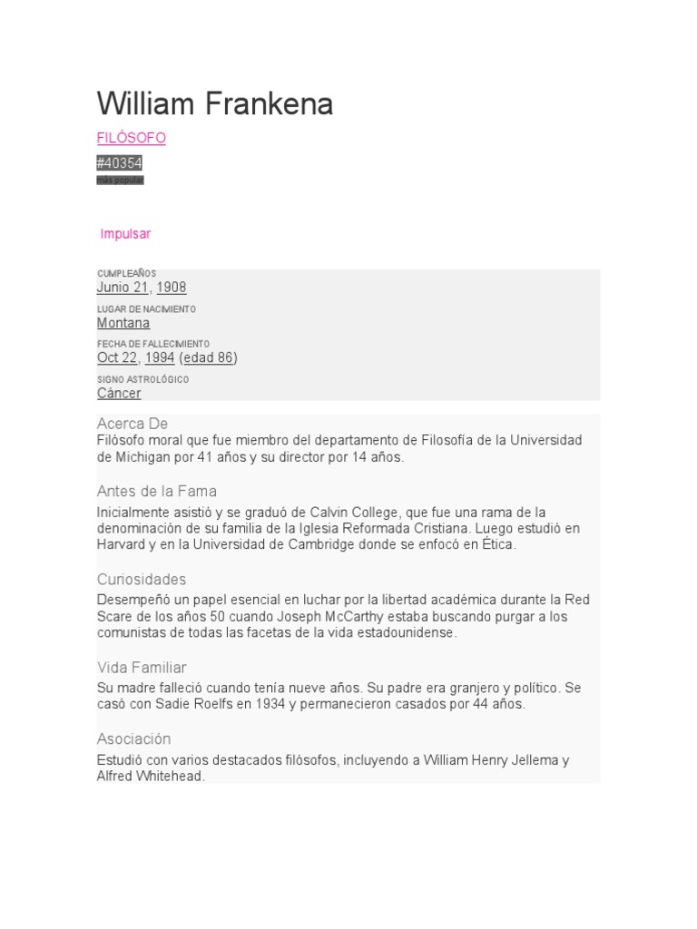 Biografia William Frankena | PDF