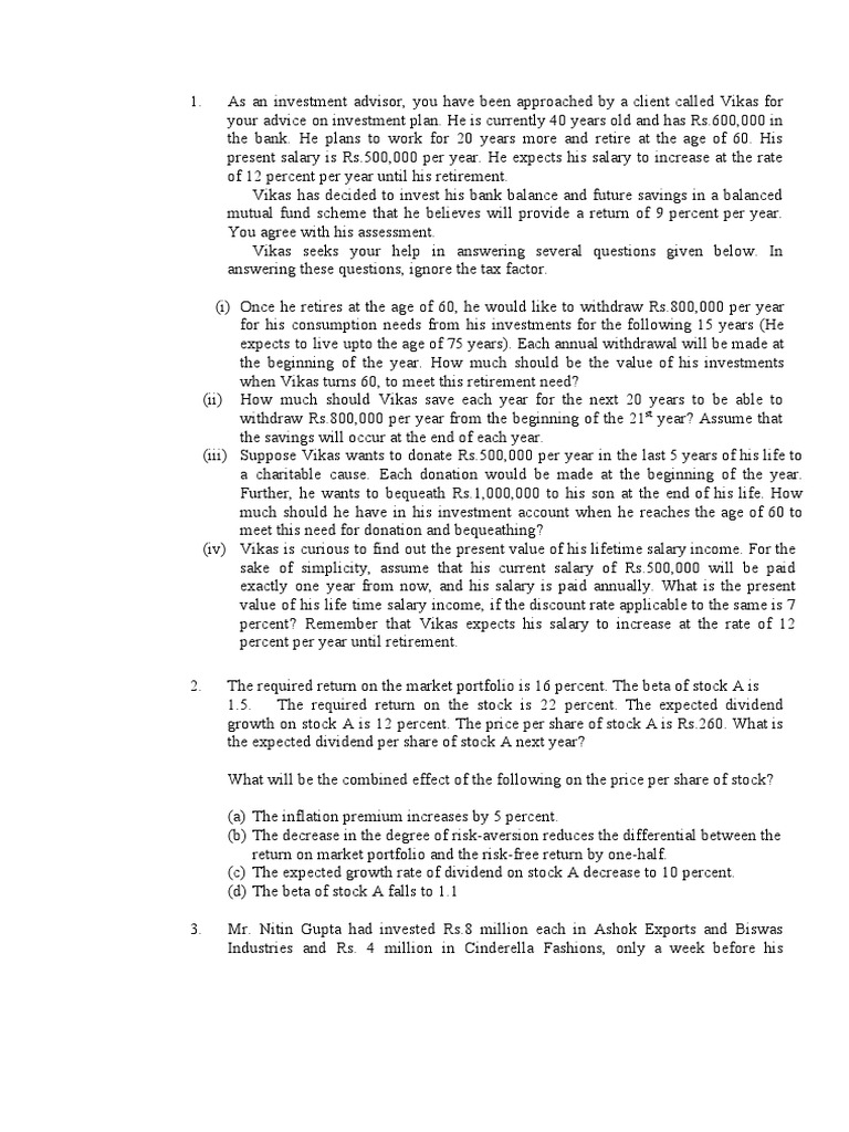 Practice Questions For OBE | PDF | Bonds (Finance) | Beta (Finance)