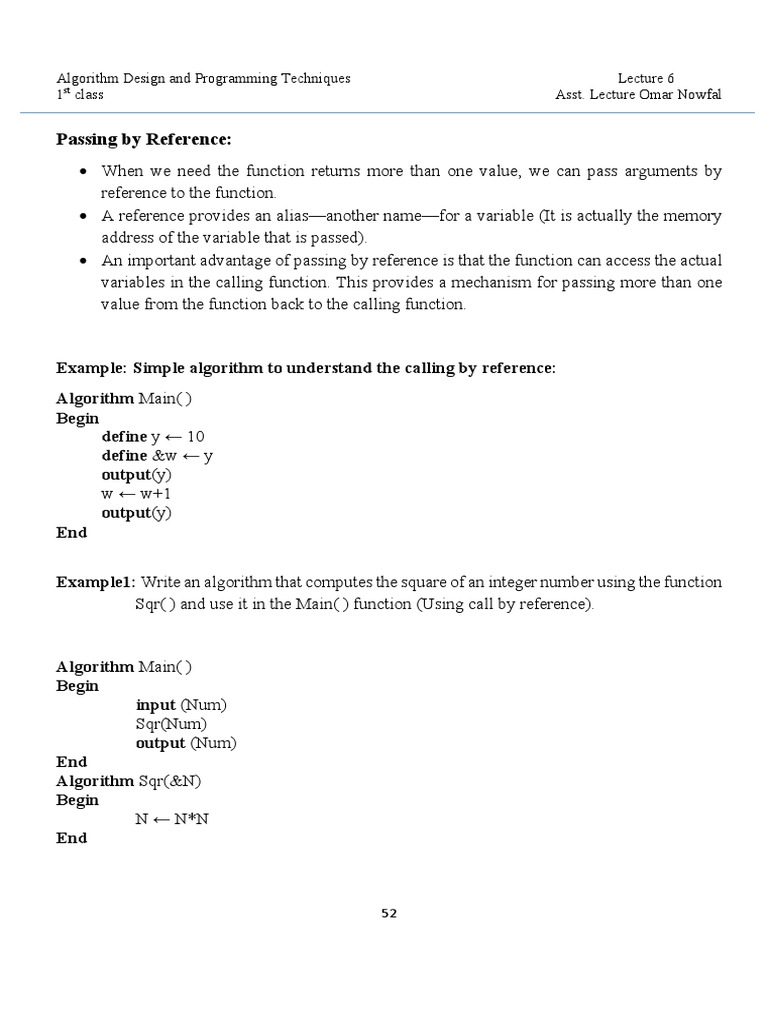 Algorithms For Passing Arguments By Reference Computing Recursive 0305