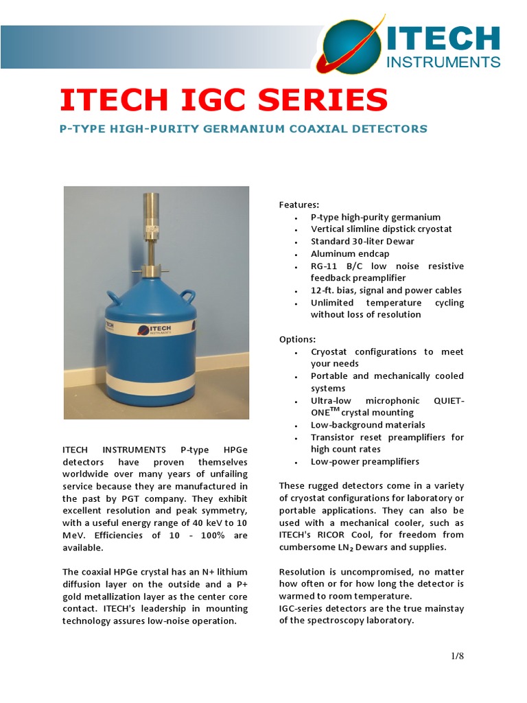 Itech Igc Series: P-Type High-Purity Germanium Coaxial Detectors | PDF ...