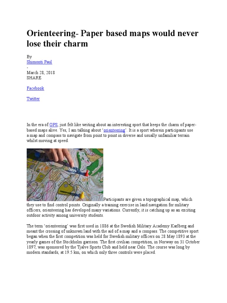 Orienteering-Paper Based Maps Would Never Lose Their Charm: Shimonti ...