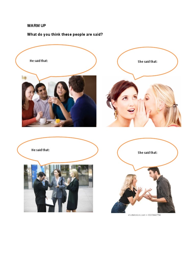 Warm Up What Do You Think These People Are Said?: She Said That: He ...