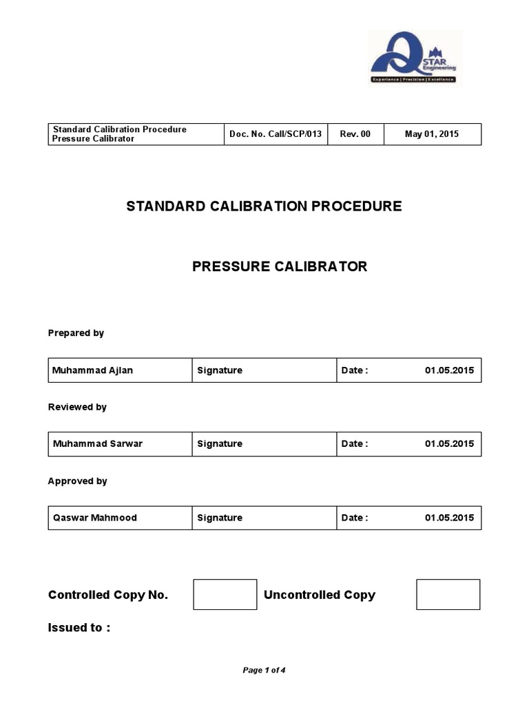013-Pressure Calibrator | PDF | Calibration | Nature