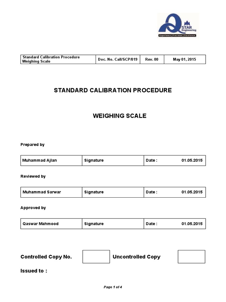 019-Weighing Scale | PDF | Calibration | Weight
