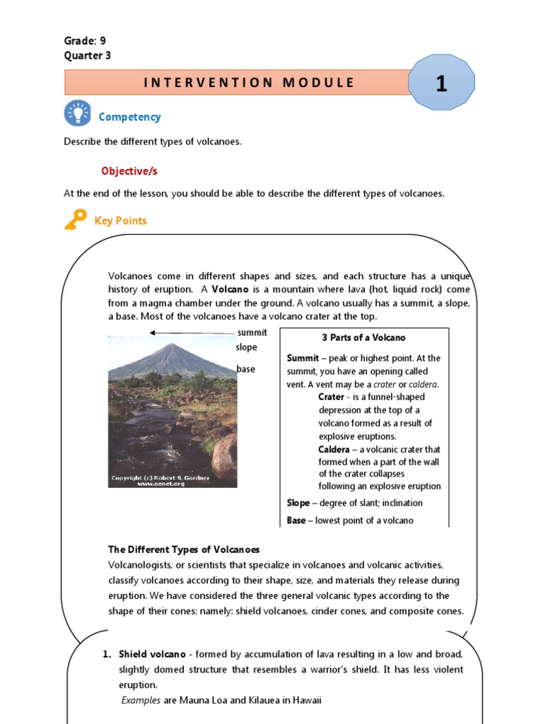 Key Answer QUARTER 3 SCIENCE 9 INTERVENTION MODULE | PDF | Volcano ...