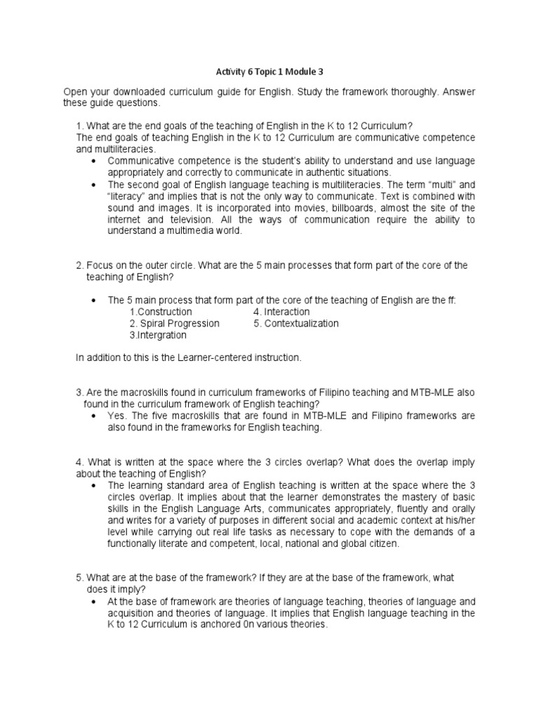 Activity 6 Topic 1 Module 3 Pass | PDF | Language Education ...