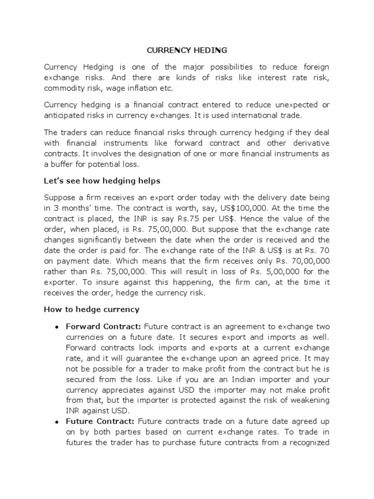 Currency Hedging | PDF | Hedge (Finance) | Futures Contract